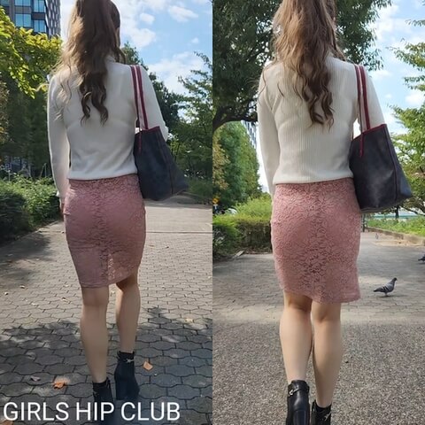 【ピンクタイスカ】屋外を歩く透け透けスカートのデカ尻OL1 が半額 | Xcolle
